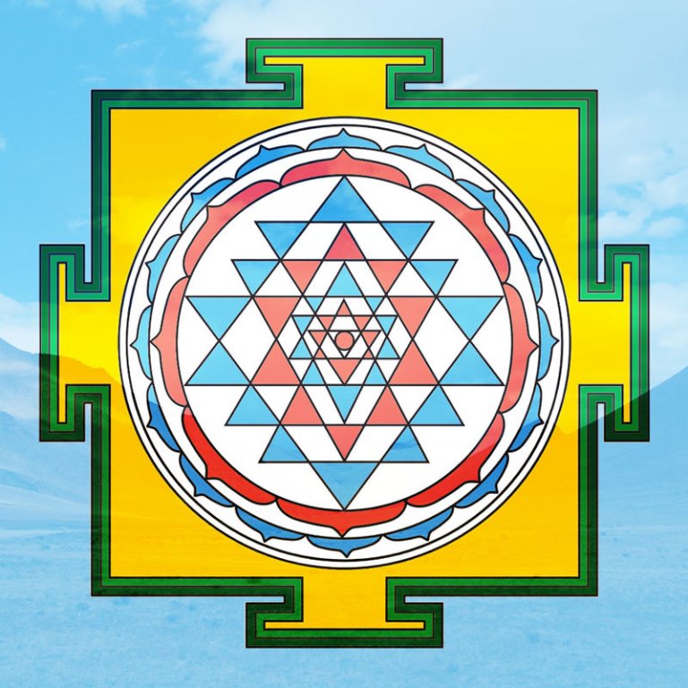 Hindu divine geometry Sri Yantra, represents the Kalasha Kumbham holy ...