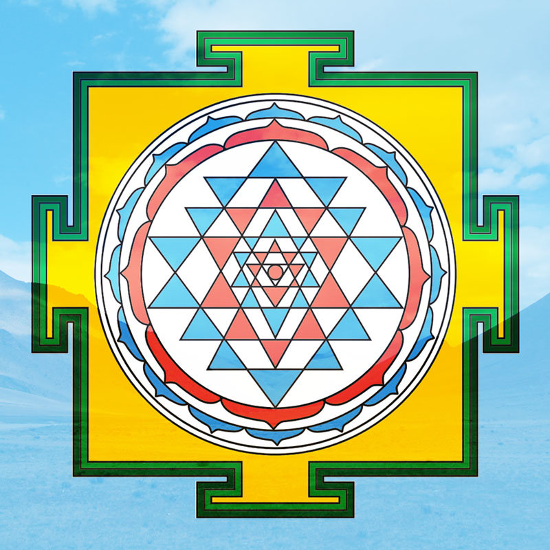 Hindu divine geometry Sri Yantra, represents the Kalasha Kumbham holy ...